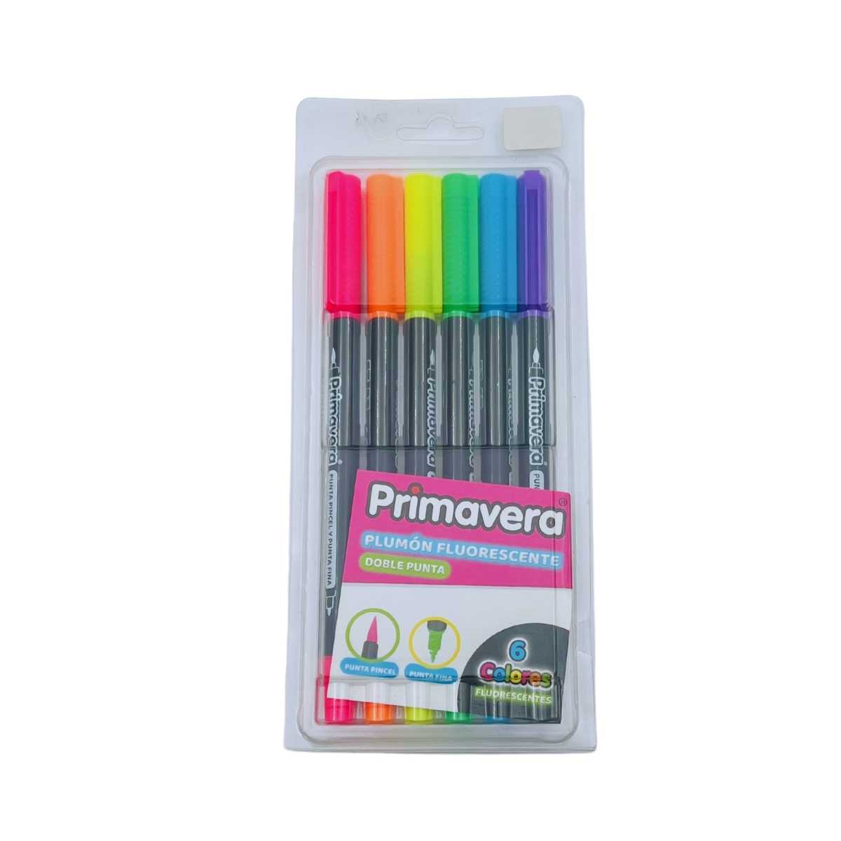 MARCADOR EST 6 COL PERMANENTE PRIMAVERA PTA PINCEL NEON PM.MR.327 ...