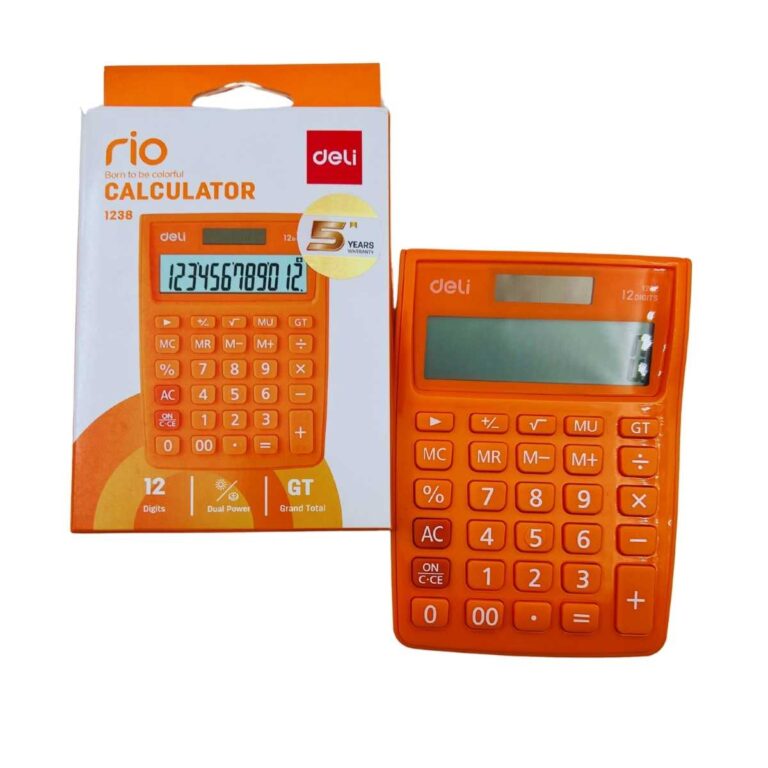 CALCULADORA DELI 1238 12 DIG NARANJA 0100022495 – Tia Tula